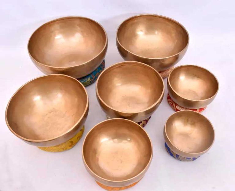 Gold Plated Seven Chakra Tibetan Singing Bowl Set 15 - 27cm