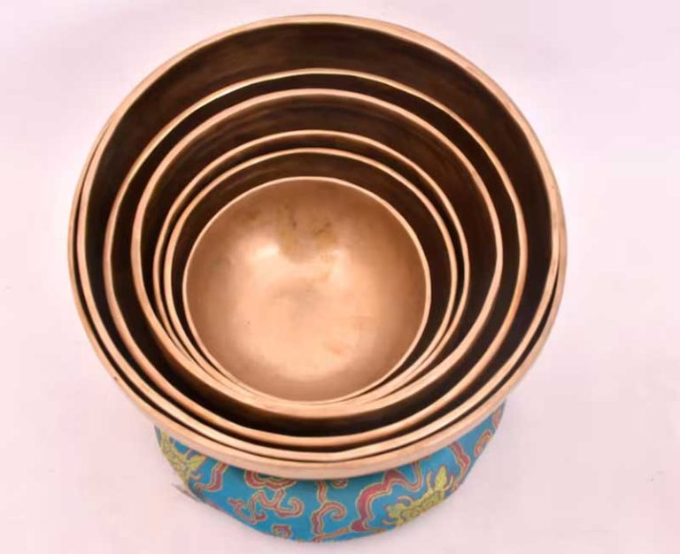 Gold Plated Seven Chakra Tibetan Singing Bowl Set 15 - 27cm